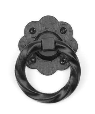 Ring Pull With Backplate | Floral 3" Black Ring Pull | Larson Shutter